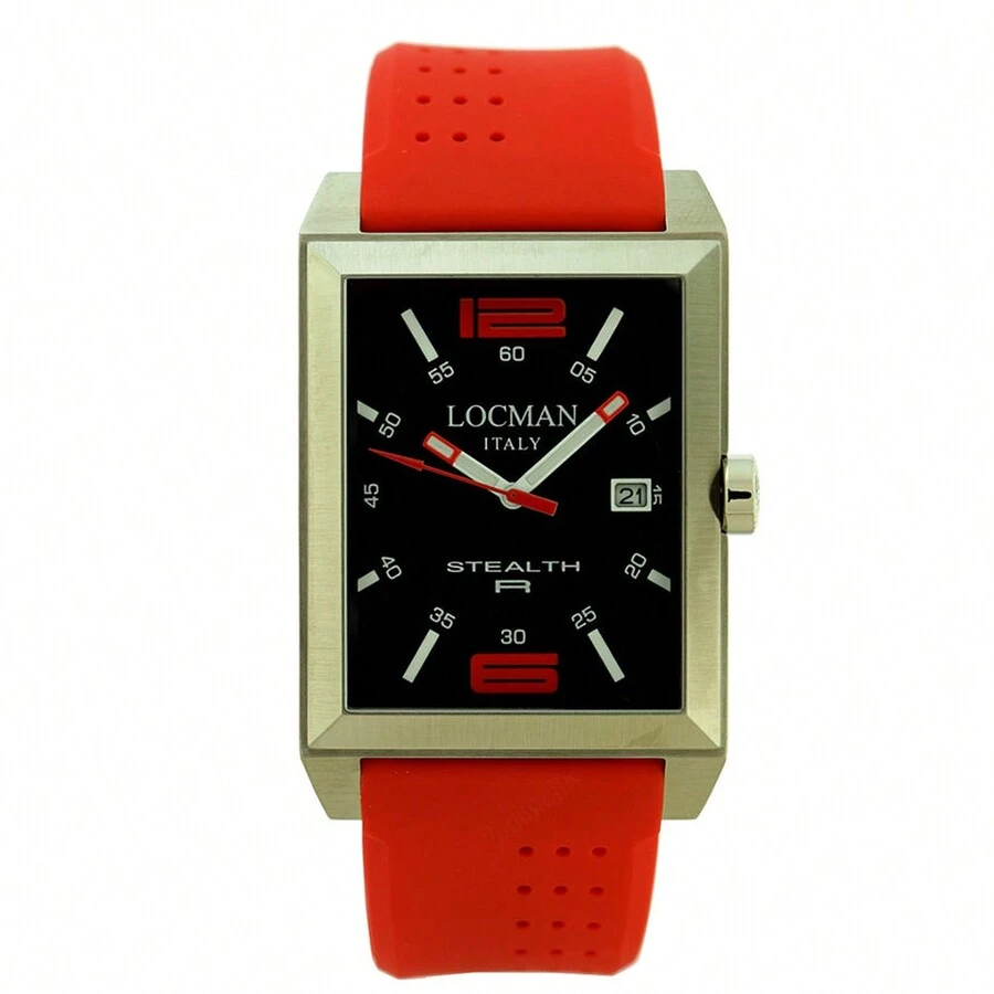 Locman Mens Classic Black Dial Watch Stainless Steel Rubber Strap ...