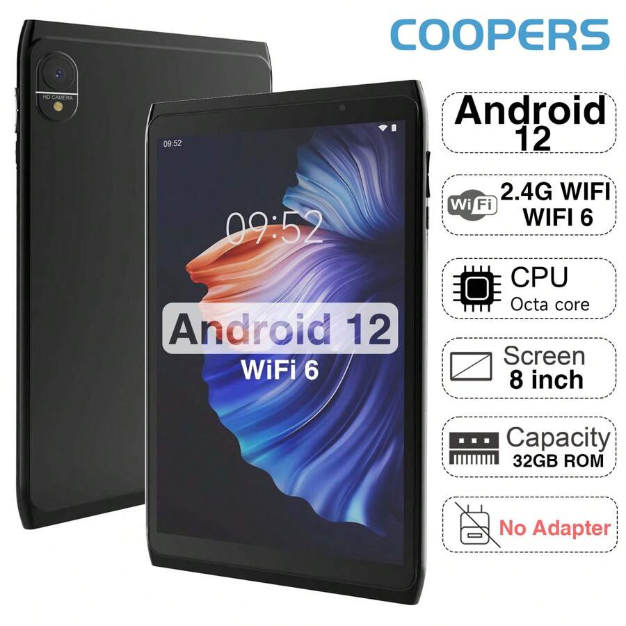 Coopers CP81 Android Tablet 8 Inch WiFi Tablet, Android 12/RK3326S 4 ...