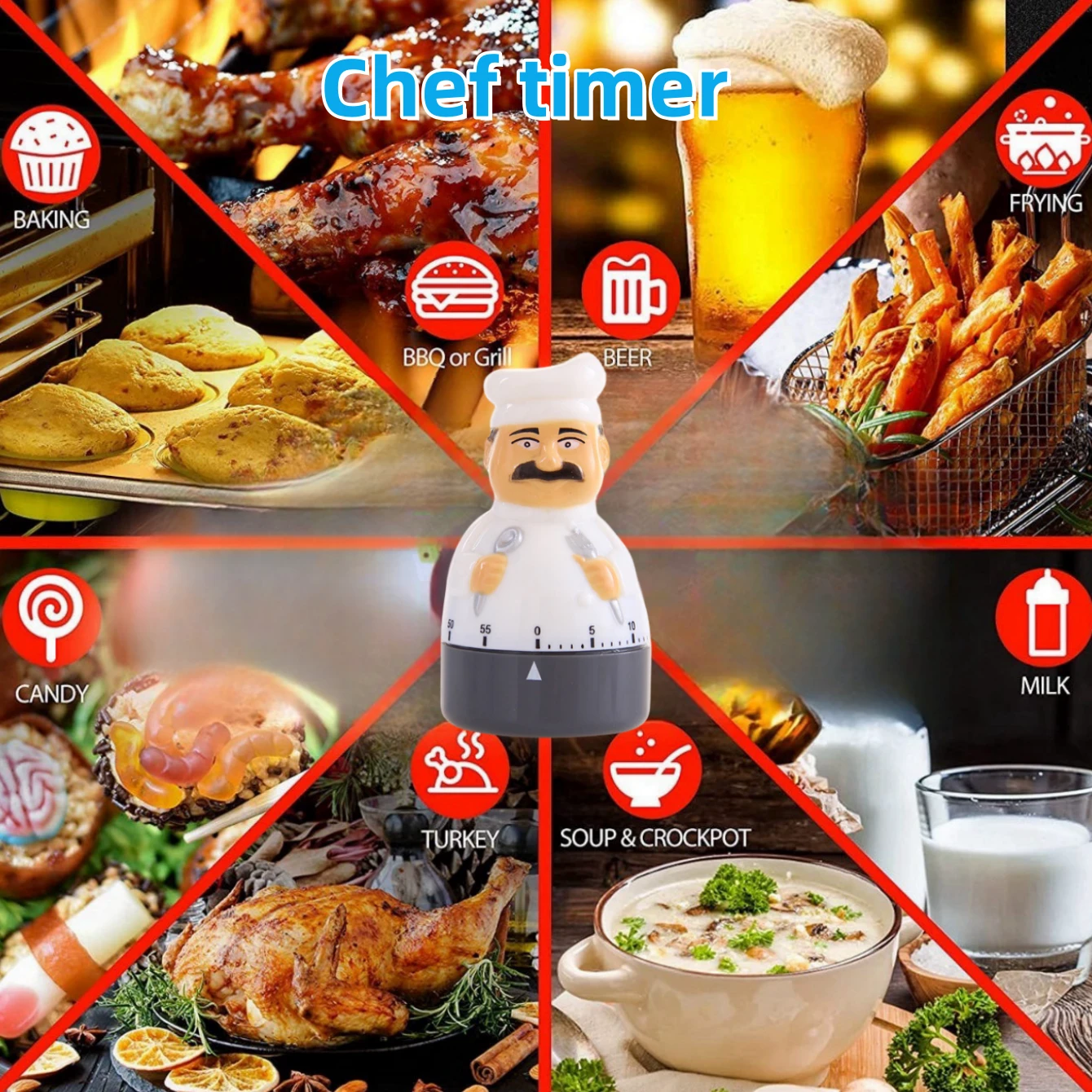 1pc White Chef Timer, Cute And Delicate Design, Mechanical Stop-Watch ...