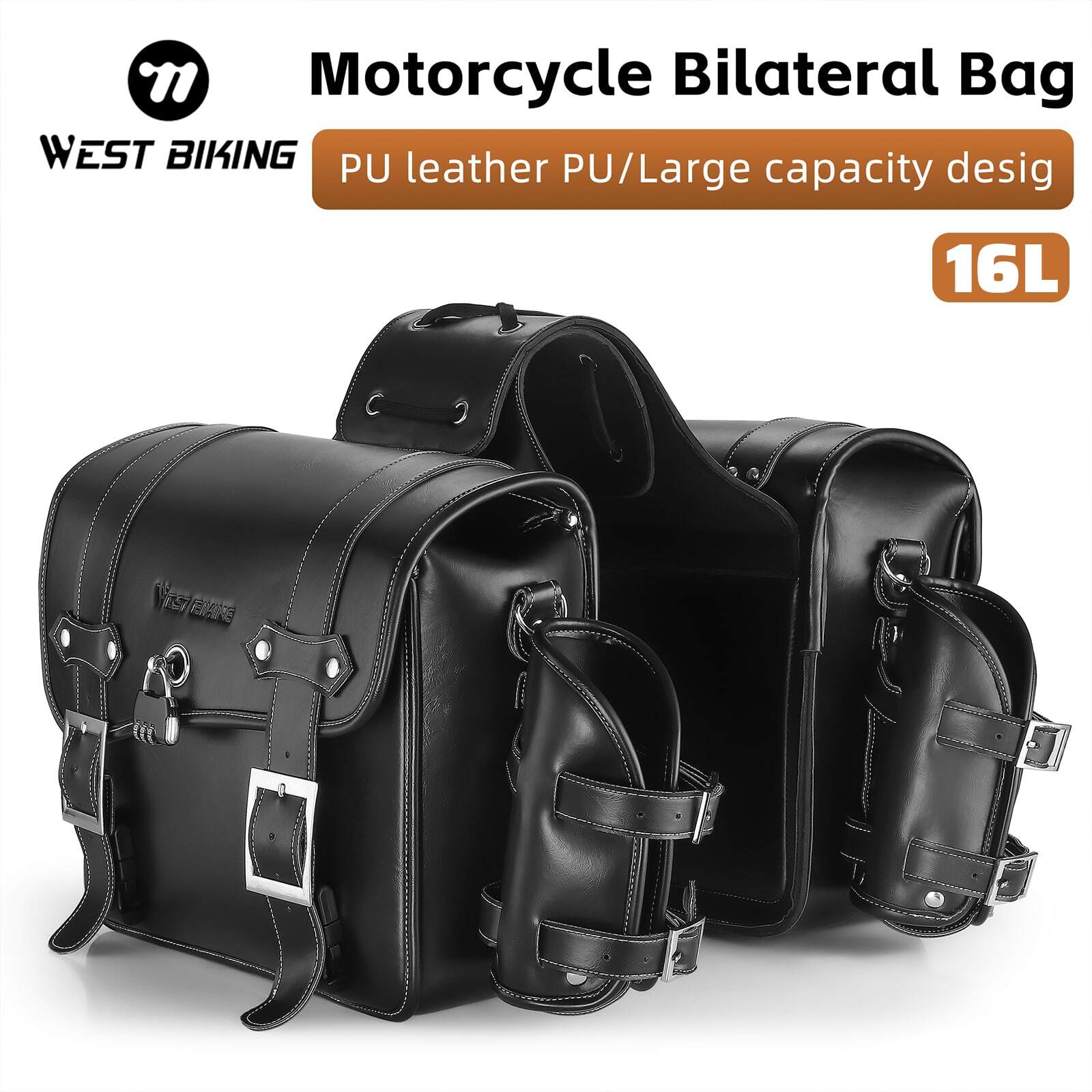 WEST BIKING WEST BIKING 16L Retro Motorcycle Double Side Bag, High ...