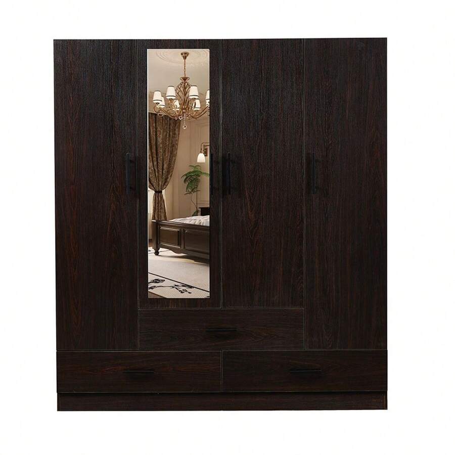 Livelylodge Wooden Wardrobe Closet With 4 Doors 71" H Bedroom Armoires ...