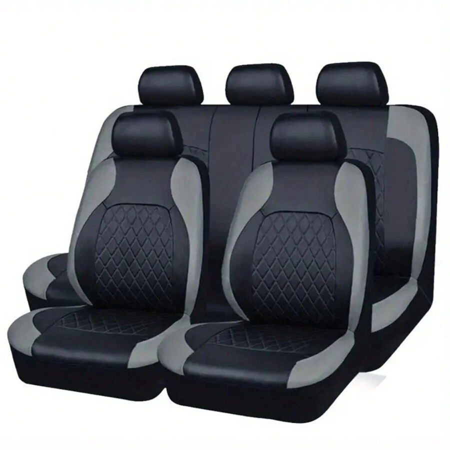 5 Seat Deluxe All-Season Quilted Faux Leather Car Seat Covers - Comfy ...