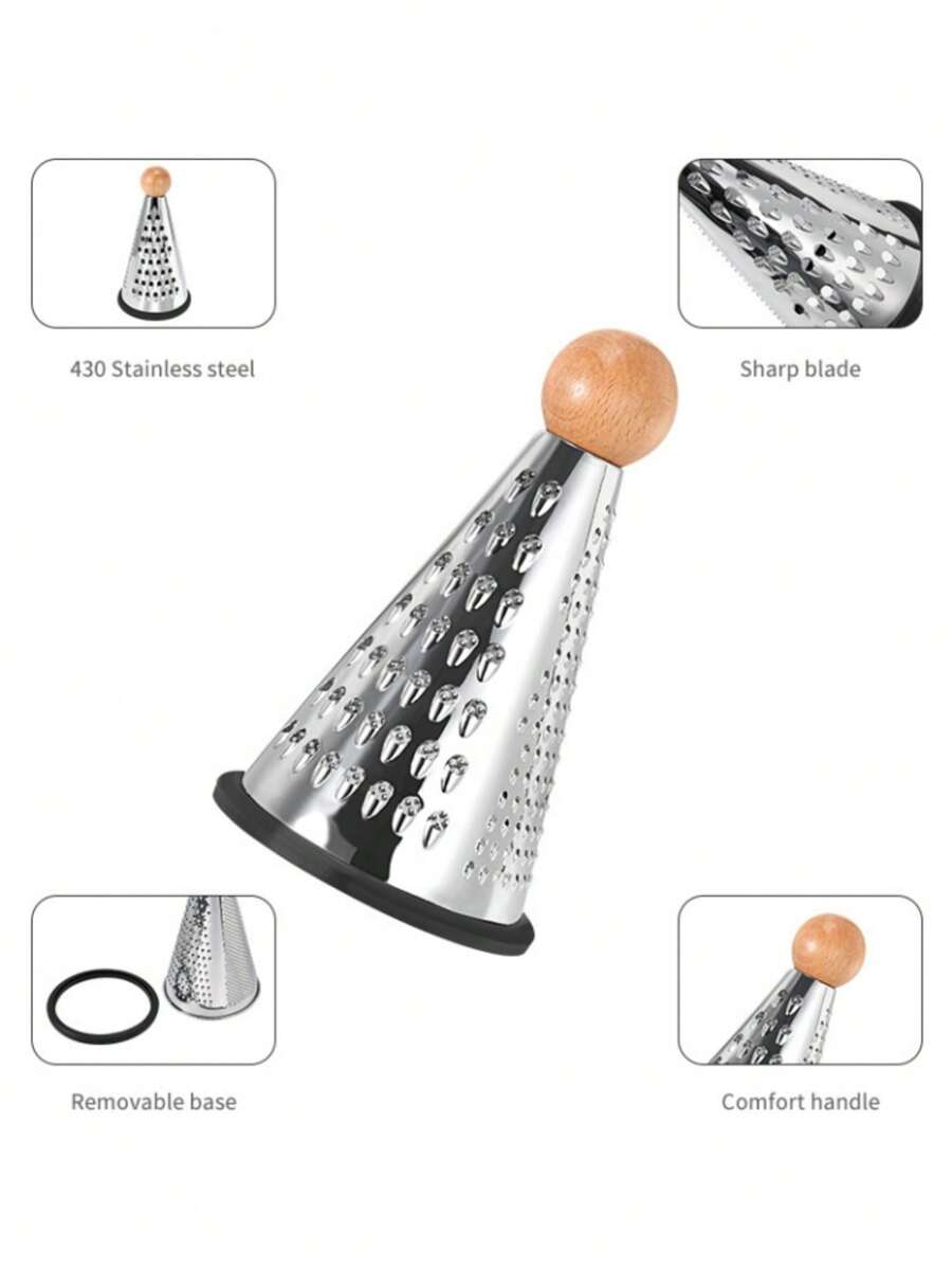 1pc Vertical Stainless Steel Conical Three Sides Vegetable Cheese ...