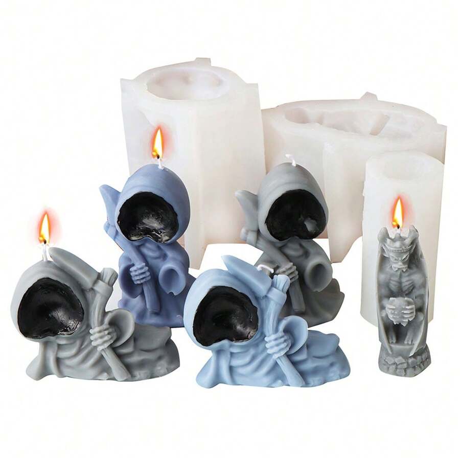 Cartoon Laying Down Faceless Reaper Silicone Candle Mold, Grotesque ...