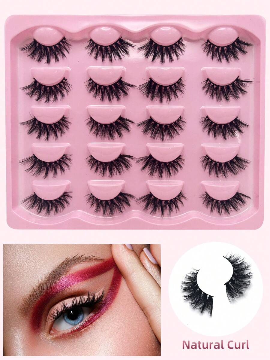 10pairs Natural Looking Half-Eye False Eyelashes, Fluffy And Thin Manga ...