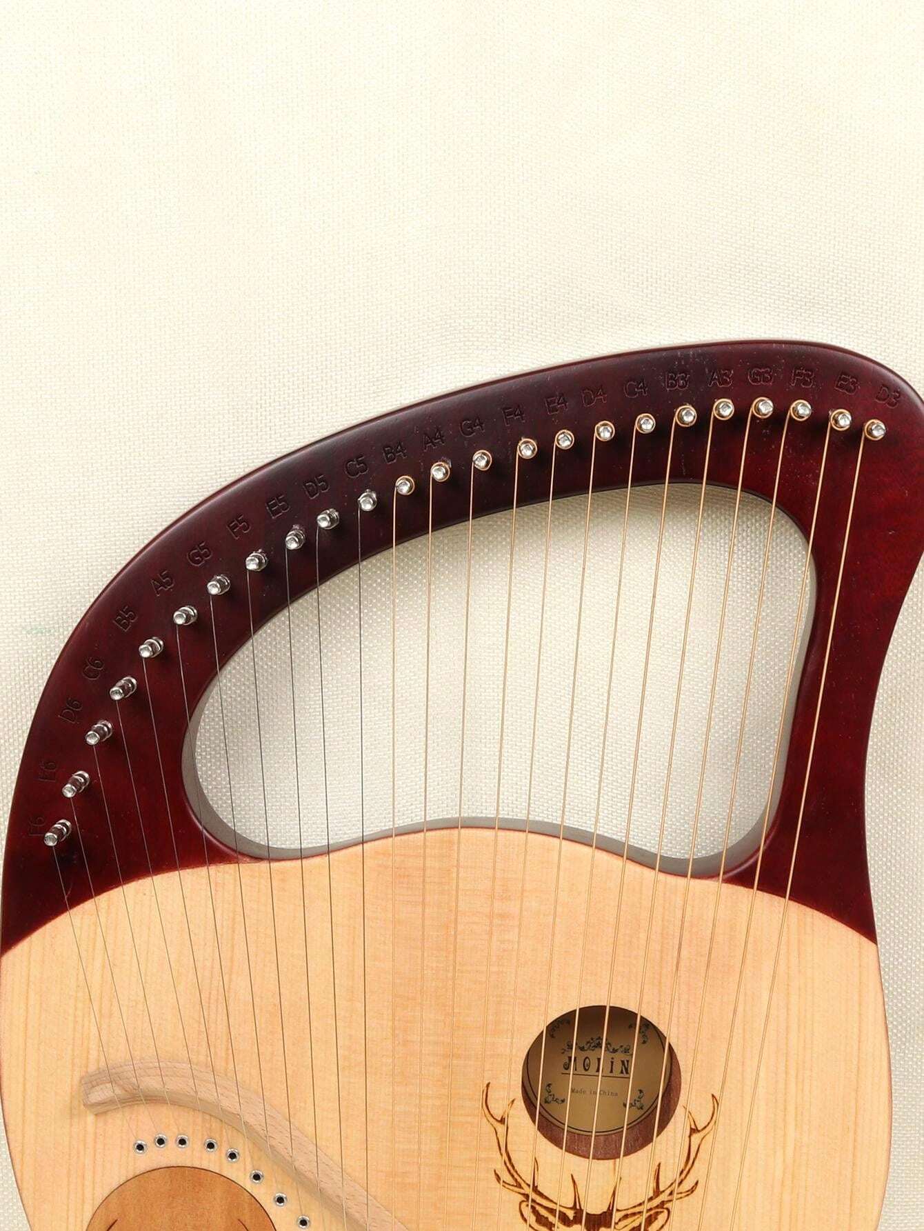 24-String Box-Style Lyre Harp With Reindeer Pattern, Mini Vertical Harp ...
