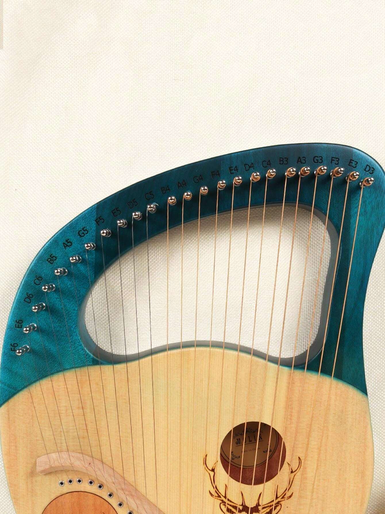 24-String Box-Style Lyre Harp With Reindeer Pattern, Mini Vertical Harp ...