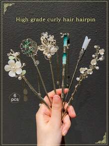 1/2/6pcs Women's Traditional Chinese Tassel Hair Pin With Flower ...