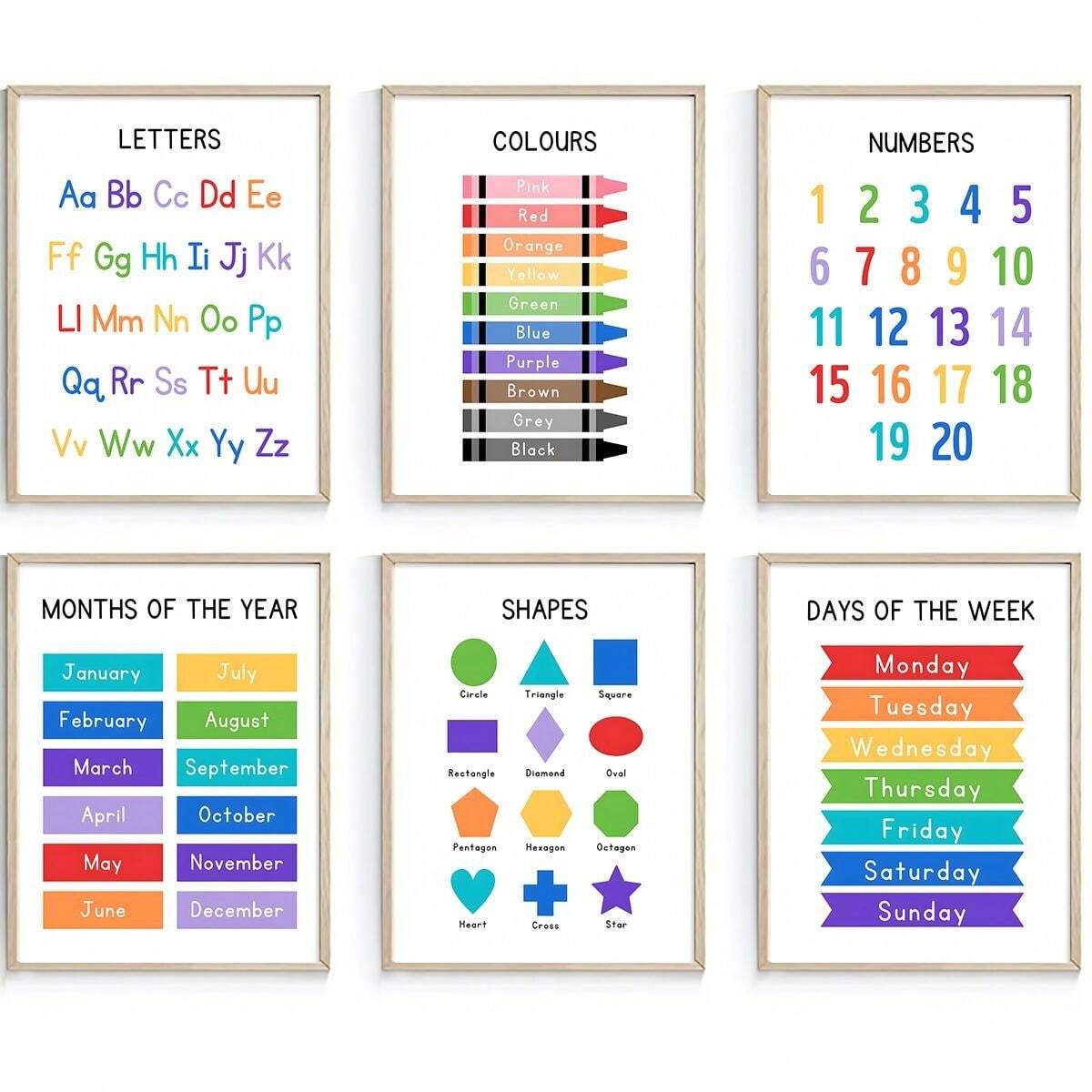 Set de 6 Arte de pared educativo, pósteres de aula, material imprimible ...