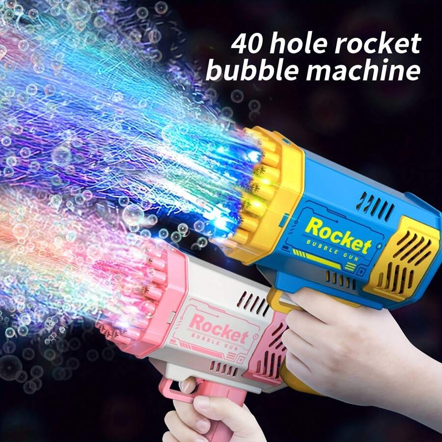 40-Hole Electric Bubble Machine Handheld Gatling Automatic Bubble Gun ...