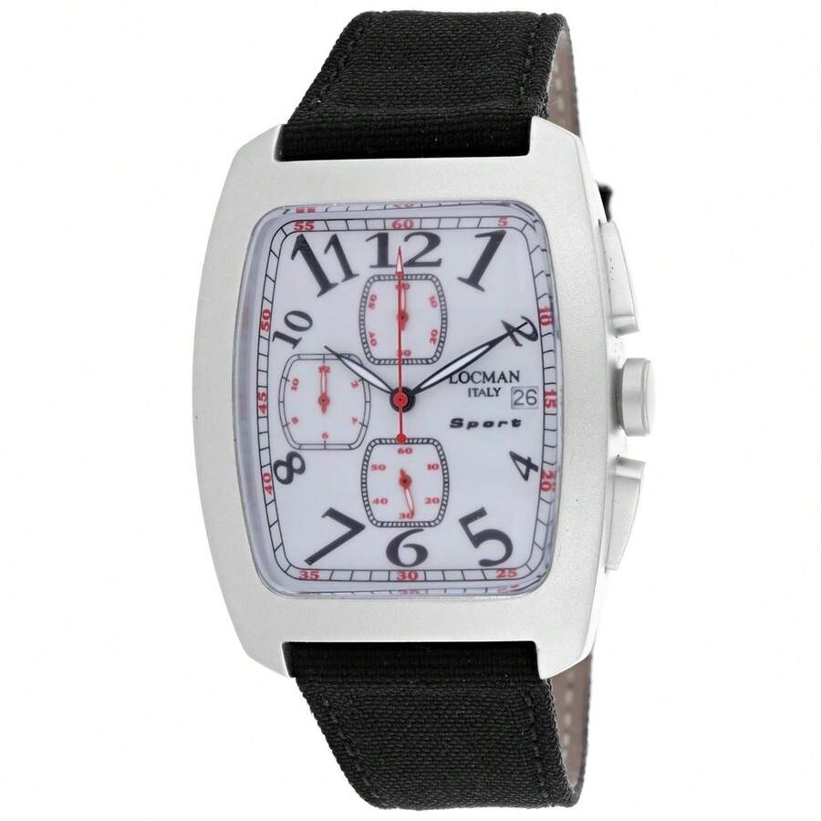 Locman Mens Classic White Dial Quartz Watch 487AG Aluminium Leather ...