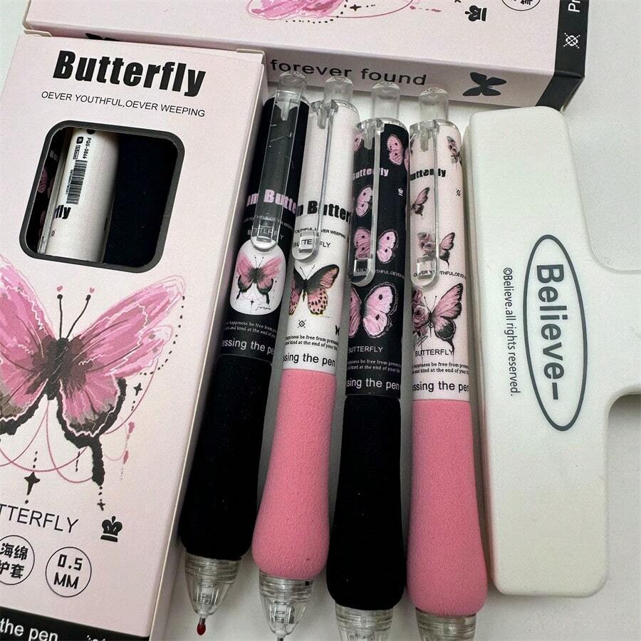 4pcs Retractable Gel Ink Pens, Butterfly Design, 0.5mm Fine Point ...