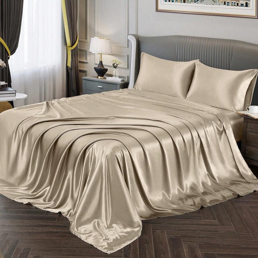 Satin Sheets Full Size Silky Soft Satin Bed Sheets Pink Satin Sheet Set ...
