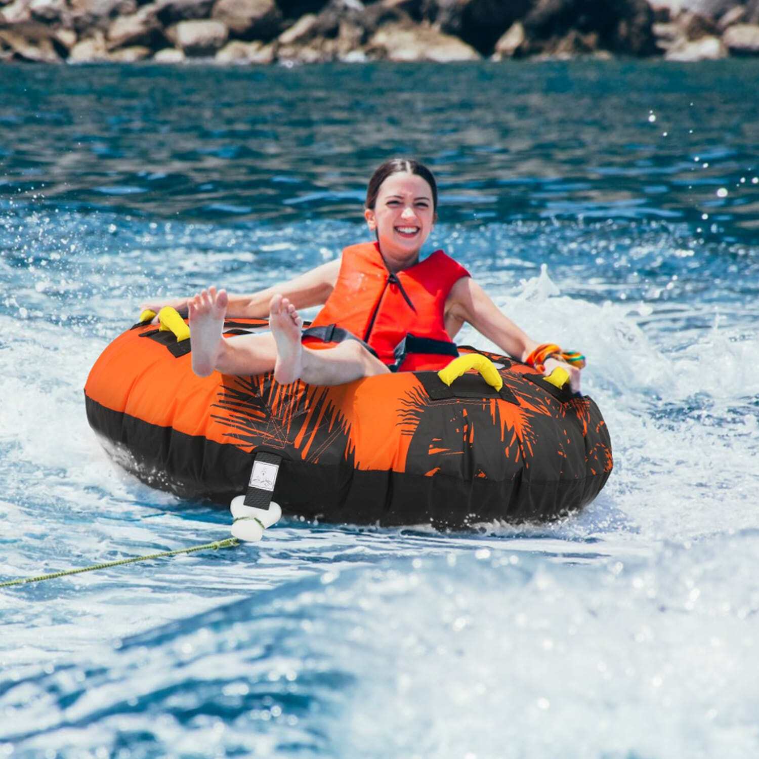 MADOG 1 Person Inflatable Towable Tube For Boating, Open Top Towable ...