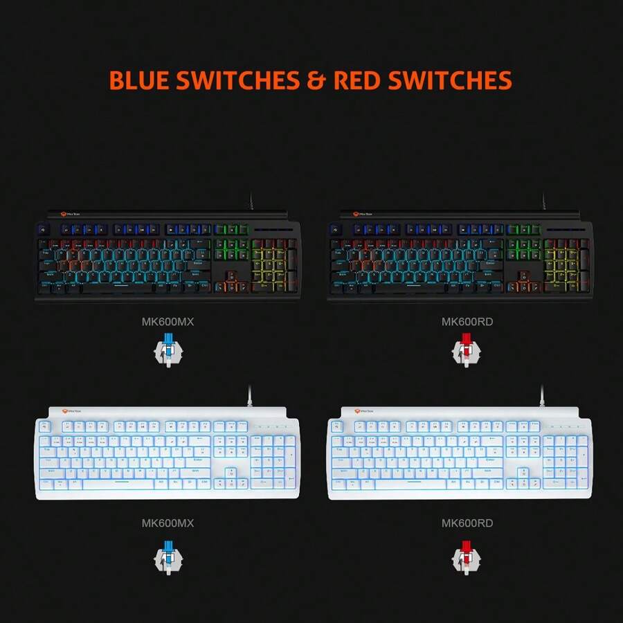 Full-Size Mechanical Keyboard, 104 Keys Gaming Keyboard, Backlit ...