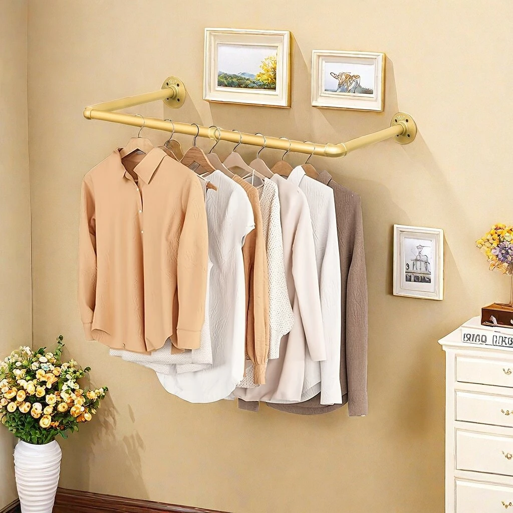 Industrial Pipe Clothing Rack Wall Mounted,Vintage Retail Garment Rack ...