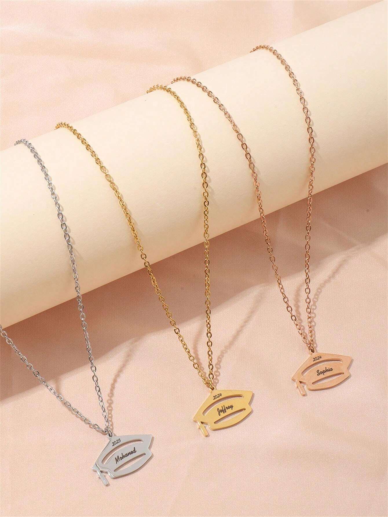 Graduation Season Personalized Name & Year Engraved Necklace, Custom ...