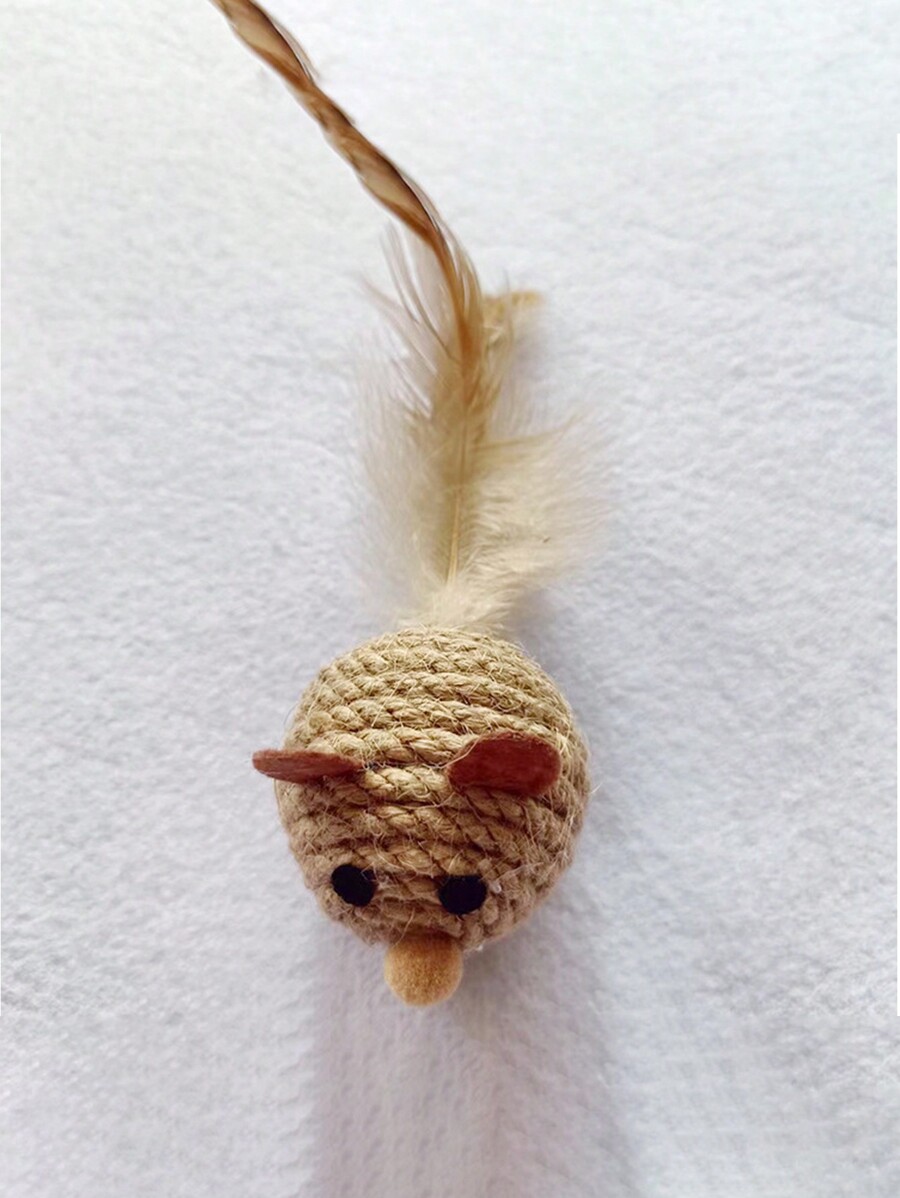 Sisal Rope And Bite Resistant Cat Toys With Feather Tail Mouse Shape ...
