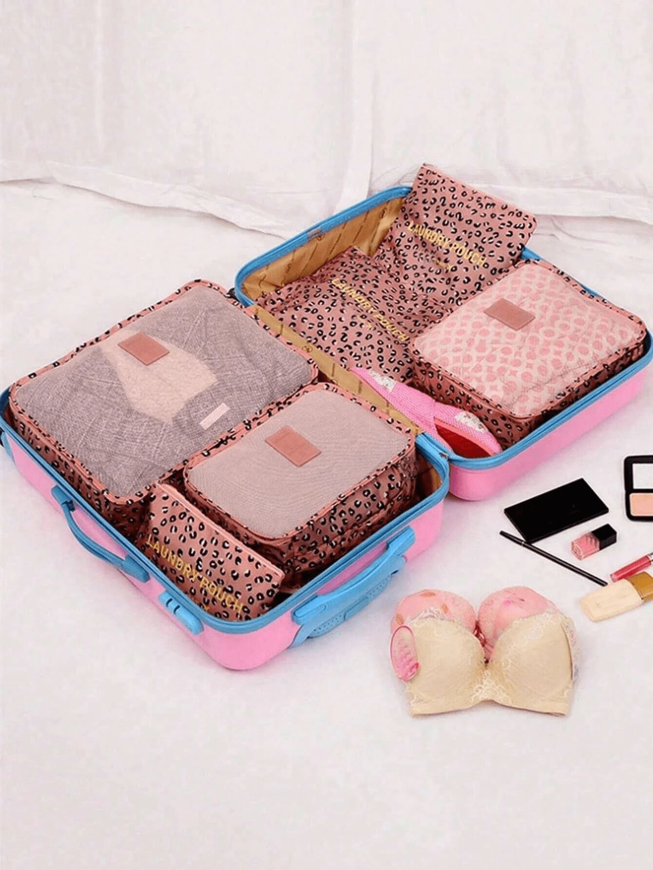 6-Piece Leopard Packing Cubes Set – Zippered Travel Organizer For ...