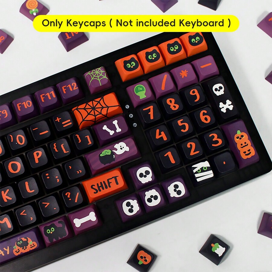134 Keys Pumpkin Halloween Themed Keycaps, PBT Dye Sublimation Keycaps ...