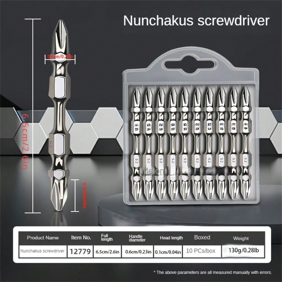 10pcs Carbon Steel Double-Ended Screwdriver Bits With Magnetic Tips, Electric Drill/Impact ...