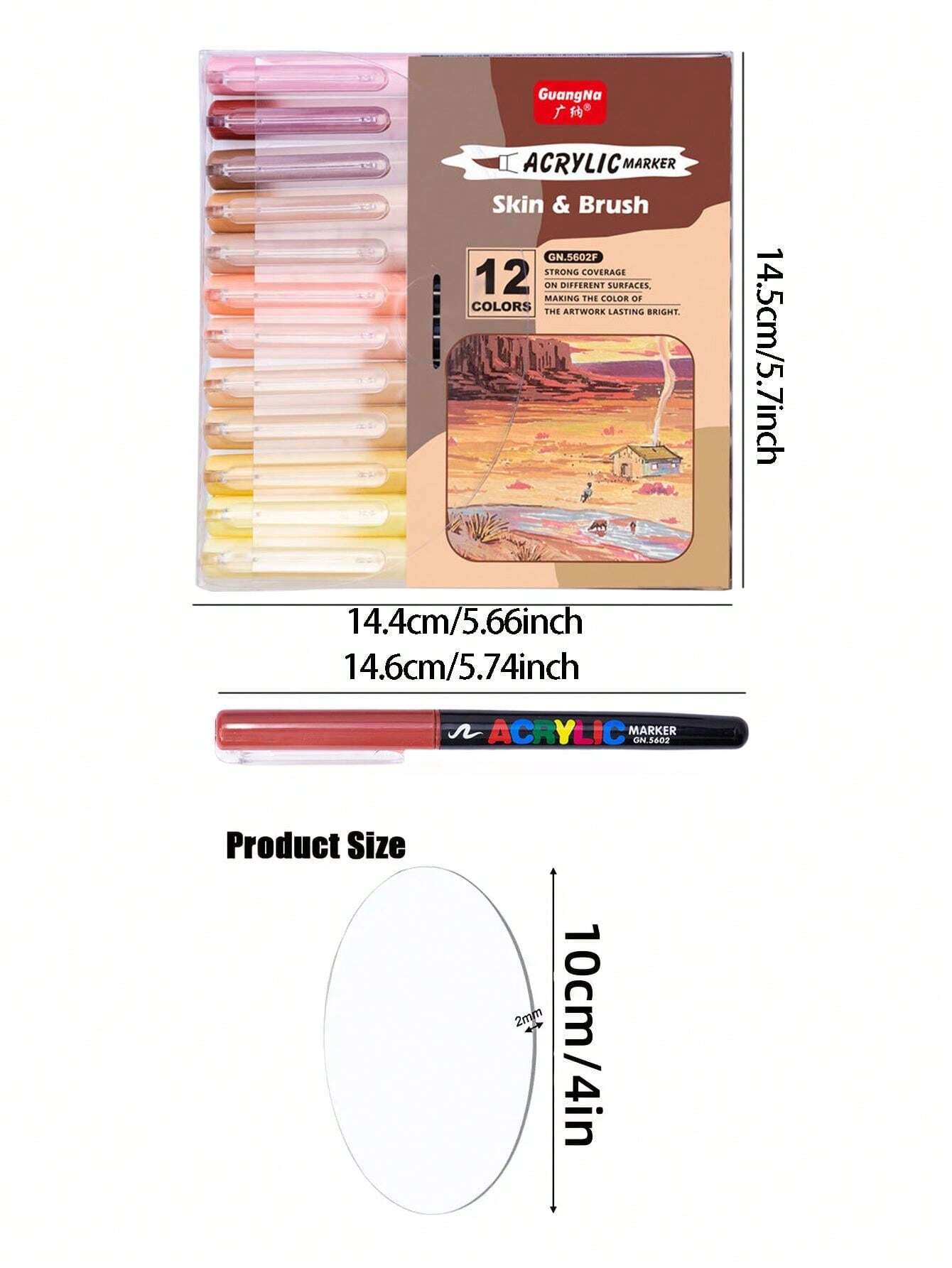 1 Box Of Markers + 5 10cm Acrylic Transparent Discs GN5602F Guangna ...