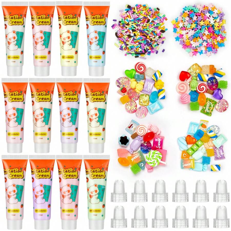 12Pcs DIY Phone Case Kit Whipped Cream Glue Kit Include 12 Pcs ...
