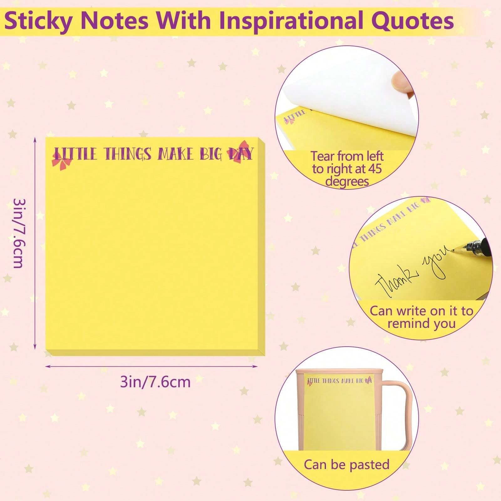 12 Pieces Inspirational Sticky Notes 3 X 3 Inch Motivational Fun ...