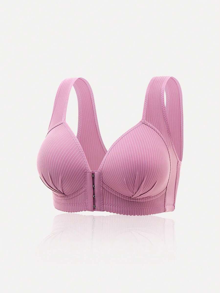 Women's Wireless Thin Padded Front Closure Bra With Lift, Reduce Side ...