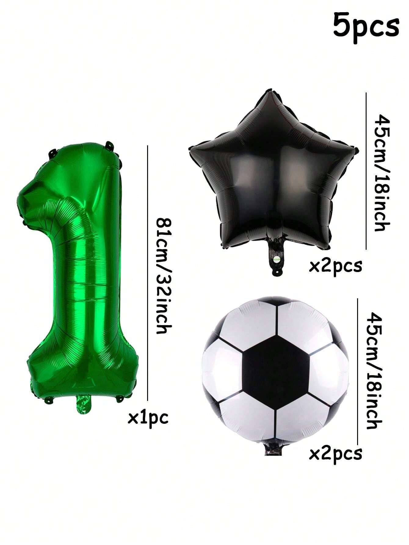 5pcs Soccer Theme Number Balloon Set Birthday Party Anniversary Ultras ...