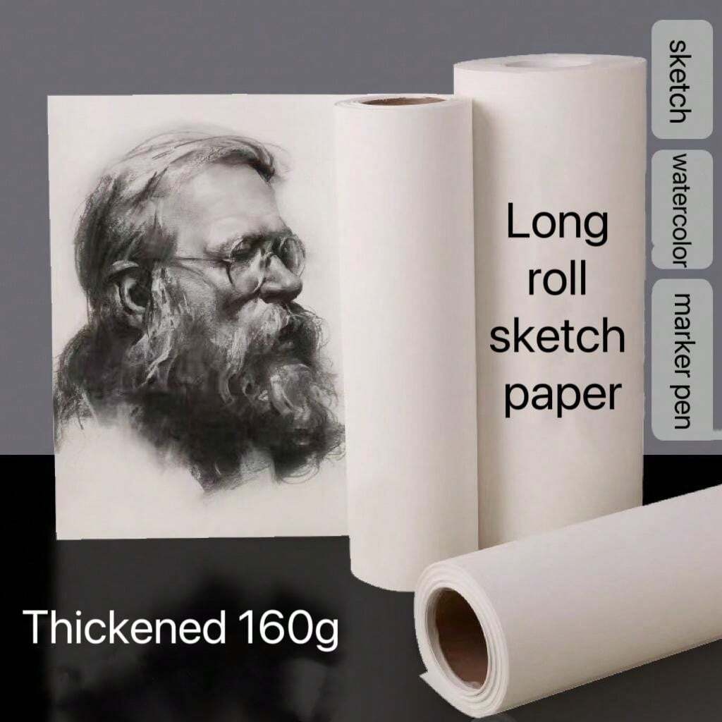 1 Tube Thickened 160g 10m Long Sketch Paper For Art Students, Three ...