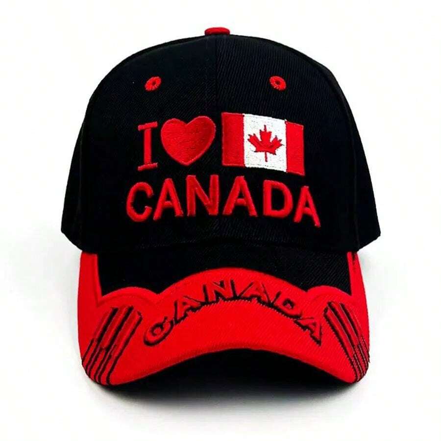 New Style Hard Top Canadian Flag Baseball Cap, Versatile Letter Outdoor ...
