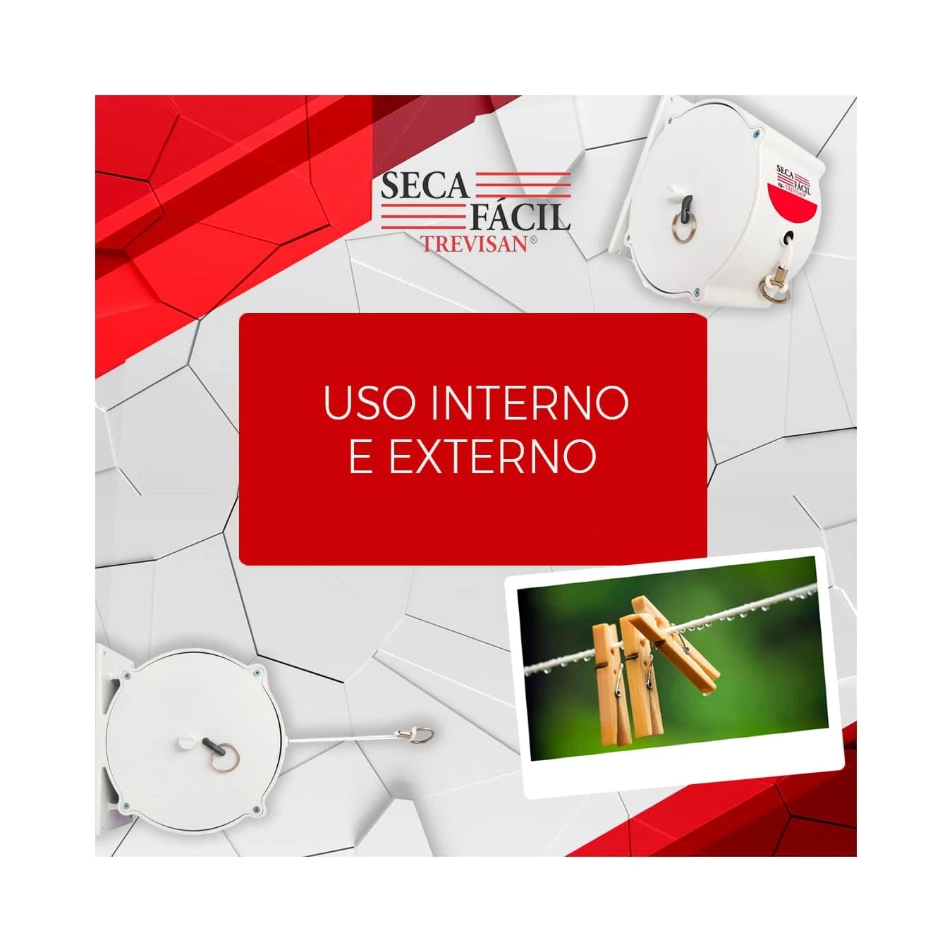 Varal Carretel Recolhivel Retrátil Grande De Parede Com Manivela Para ...