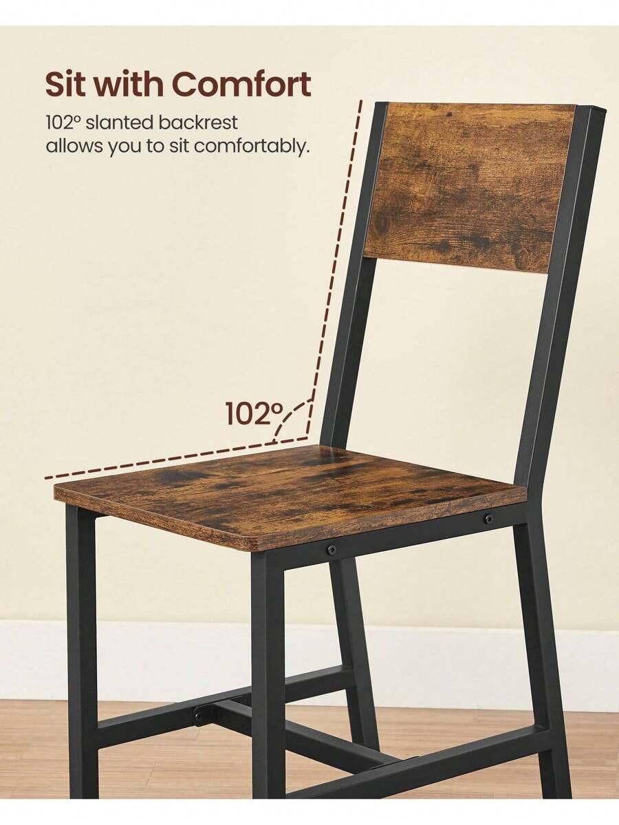 VASAGLE Dining Chair Set Of 2, Industrial Accent Chairs, Steel Frame ...