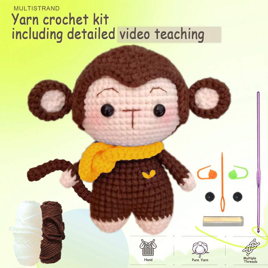 Kit de crochet fait main de singe DIY, convient pour les débutants ...