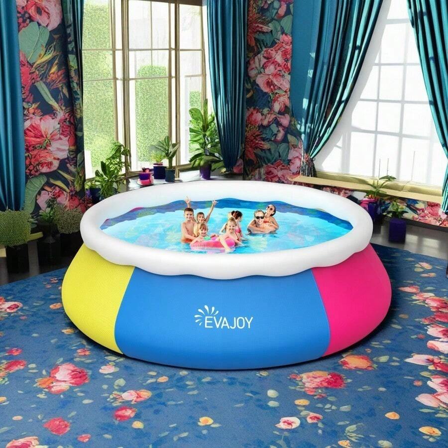 15ft *35in Inflatable Swimming Pool Include Filter Pump, Ground Cloth ...