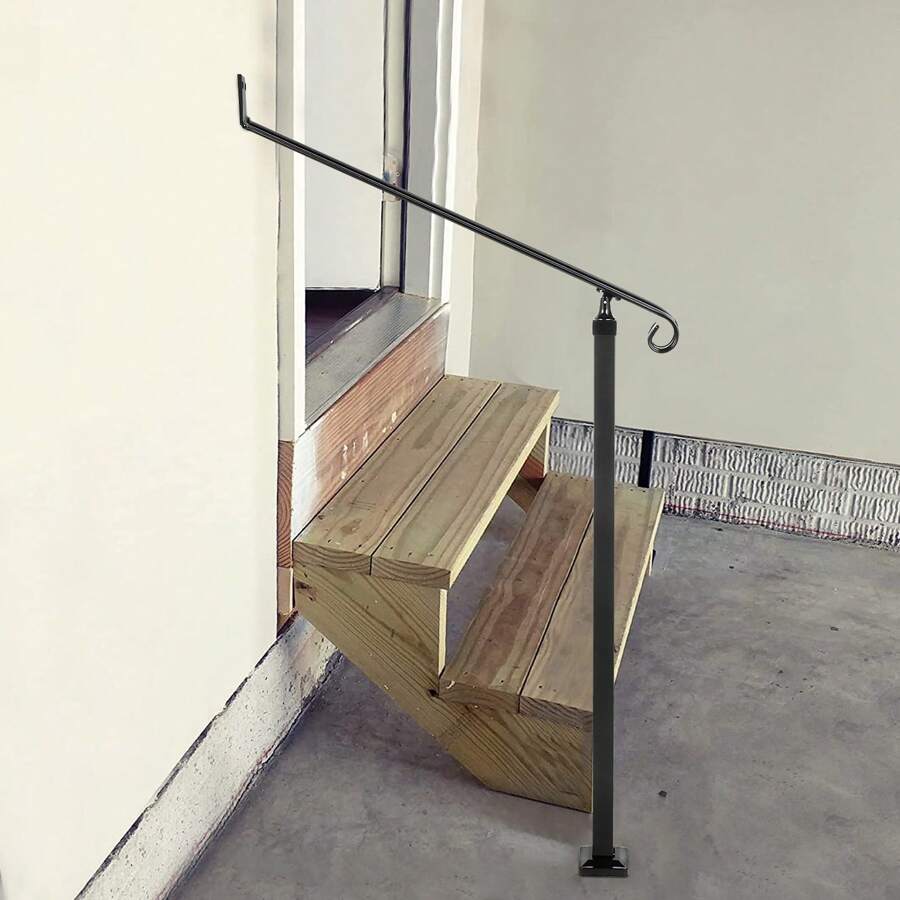 VEVOR VEVOR Handrails For Outdoor Steps 2-3 Step Railings Wrought Iron ...