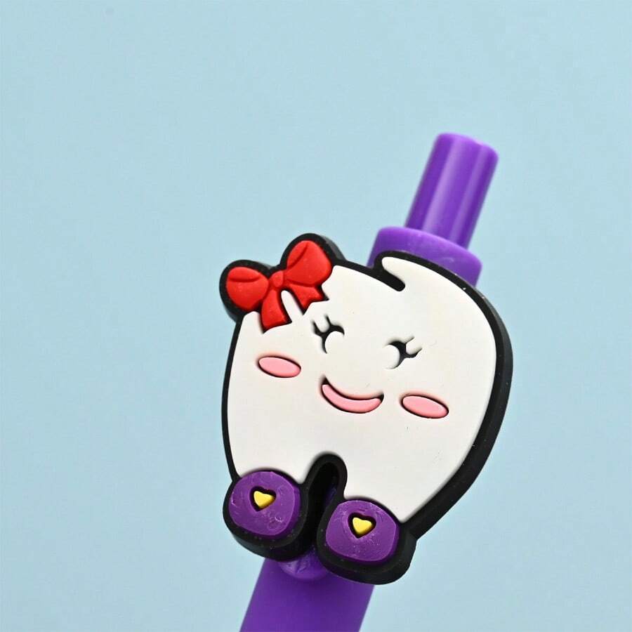 10pcs Cute Cartoon Teeth Pattern Push Ballpoint Pens, Nurse Pen, Office ...