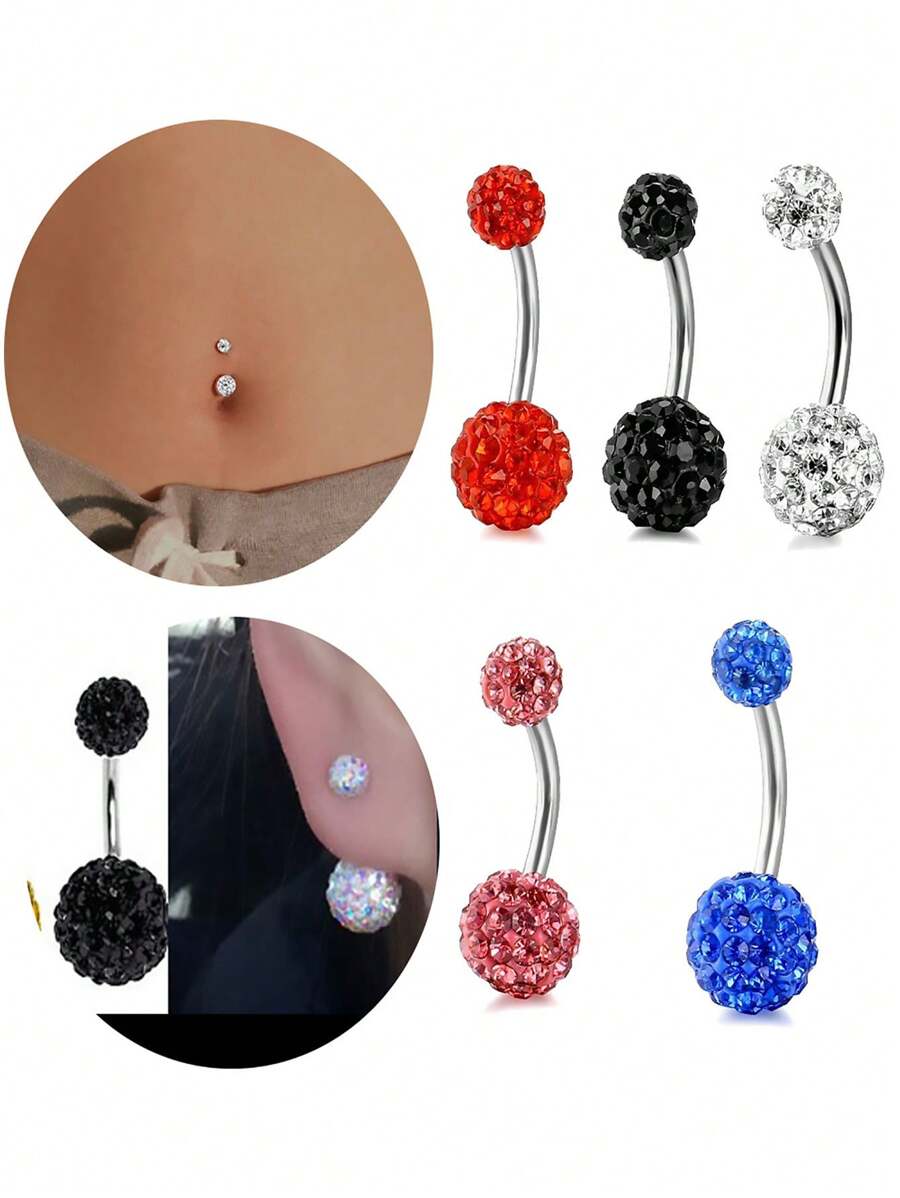Inch Fashionable Rhinestone Ball Belly Button Piercing Ring, Human ...