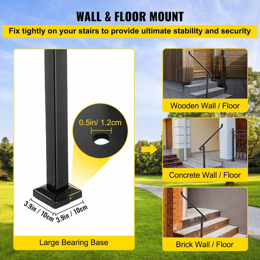 VEVOR VEVOR Handrails For Outdoor Steps 2-3 Step Railings Wrought Iron ...