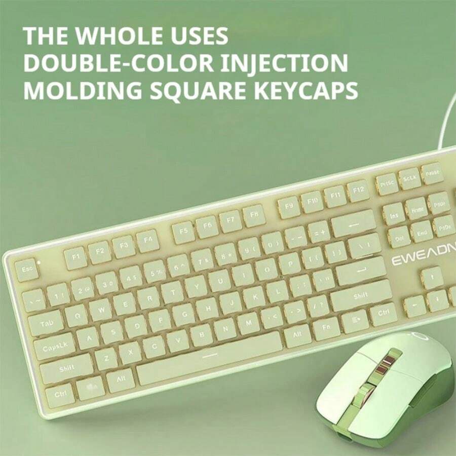 EWEADN Teclado verde EWEADN V3 con retroiluminación con cable de 104 ...