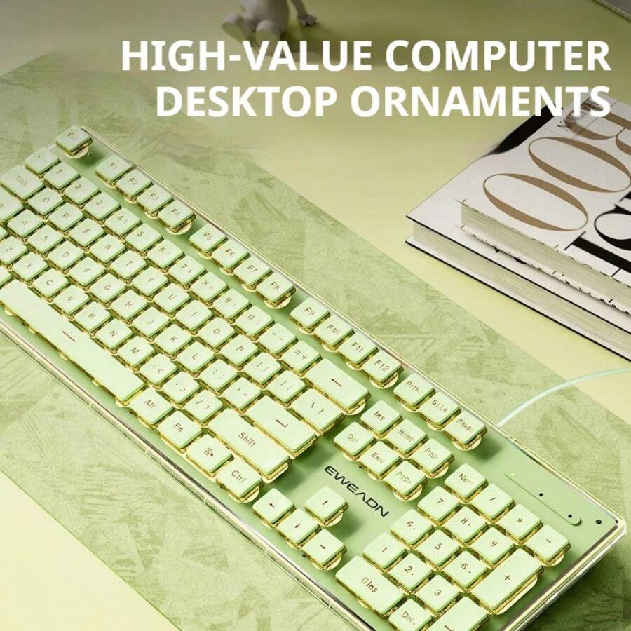 EWEADN Teclado verde EWEADN V3 con retroiluminación con cable de 104 ...