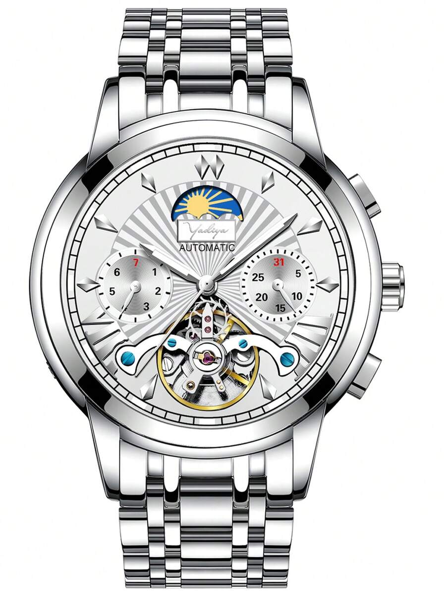 Montre mécanique automatique YADIYA pour homme, phase de lune ...