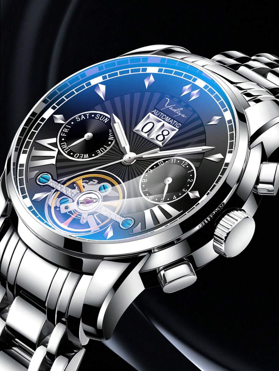 Montre mécanique automatique YADIYA pour homme, phase de lune ...