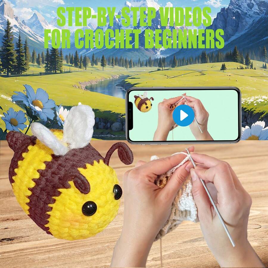 DIY Cute Bee Crochet Kit For Beginners, Amigurumi Stuffed Plants - Gift ...