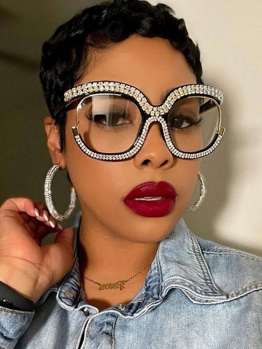 Owl Shaped Eyeglasses Frame With Rhinestones, 2024 New Trend Oversized ...