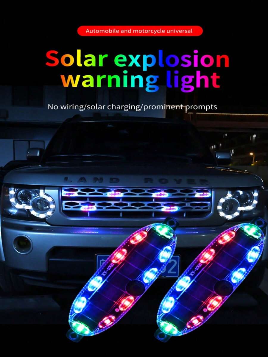 RGB Solar Power Vehicle Anti-Collision Strobe Light Wireless Electric ...