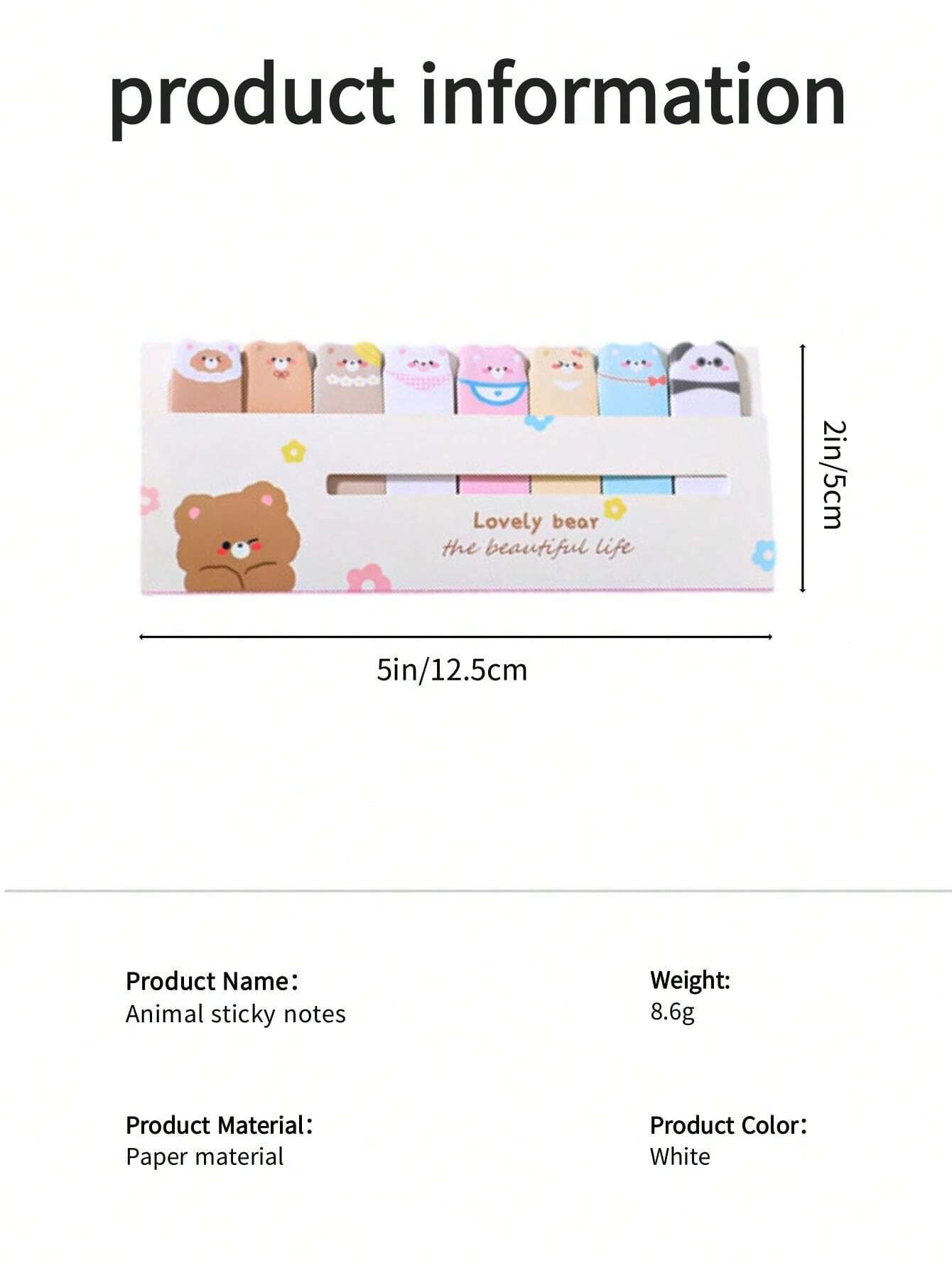 1 Pack (120 Sheets) Cute Animal Sticky Notes, Office And School ...