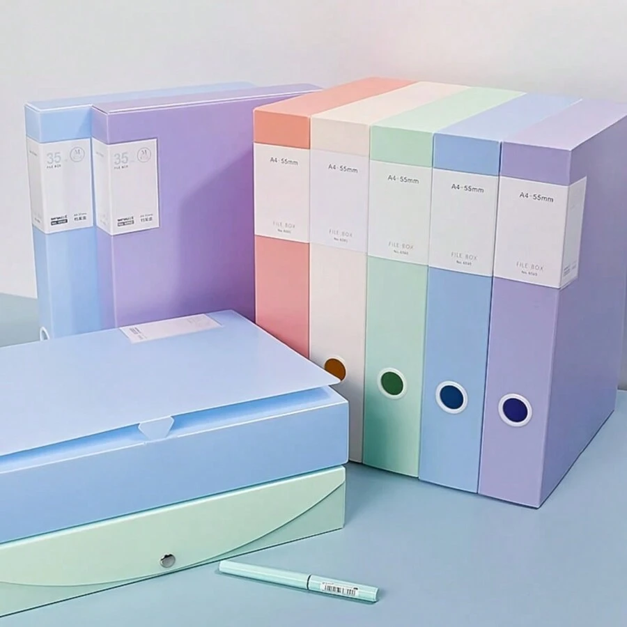 モランディスタイルA4書類整理ボックス、35mm折りたたみ可能な整理箱、証明書やファイルに最適 | SHEIN JAPAN