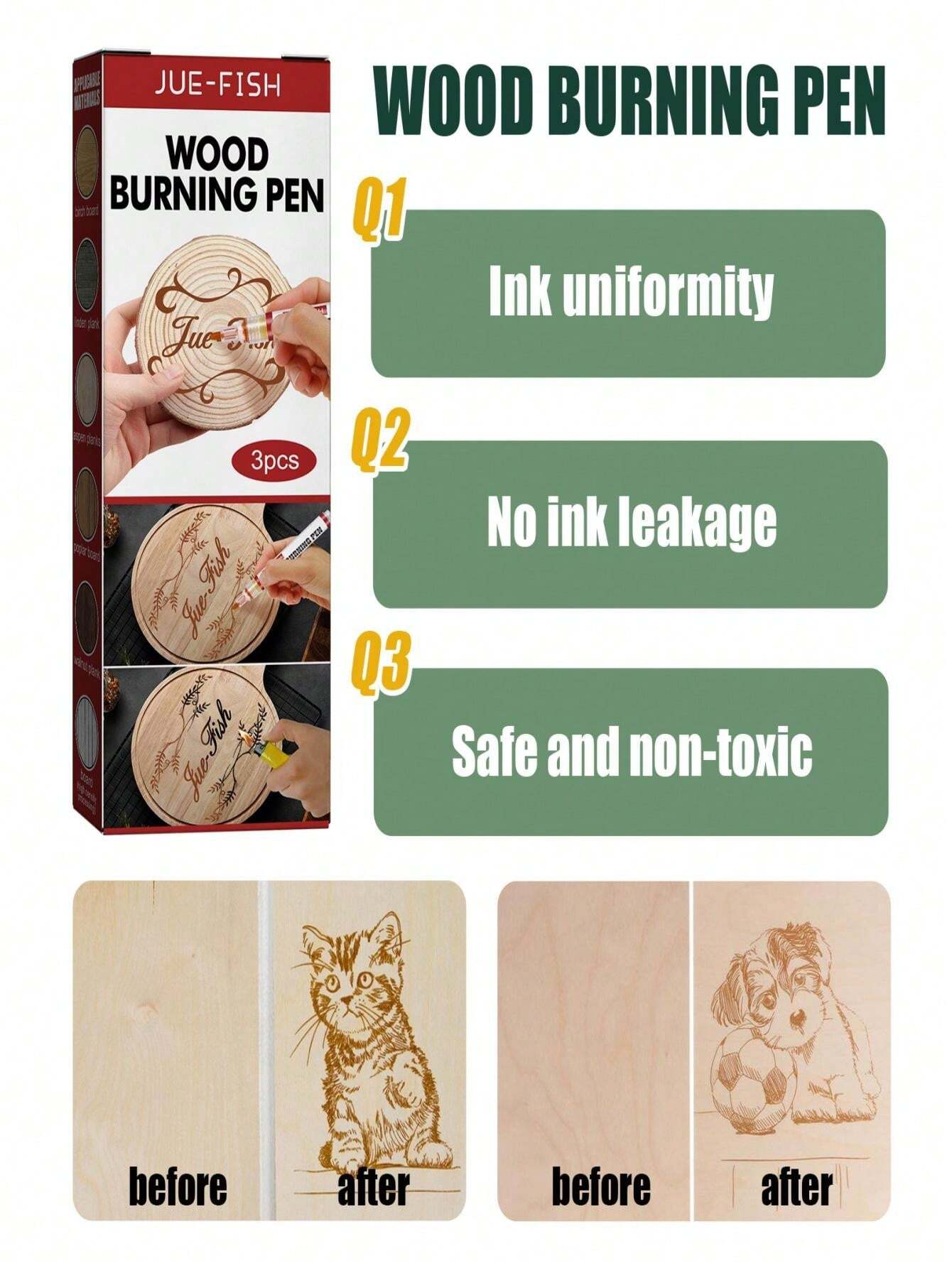 Wooden Burning Pen Set - DIY Wood Burning Marker Pen Kit For Wood ...